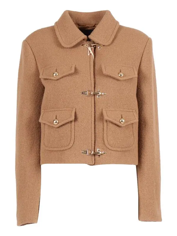 FAY Jacket With Hook Details - Brown