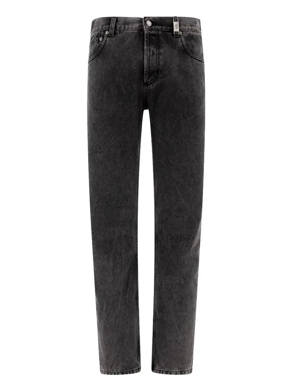 Alexander McQueen Metal Plate Cotton Denim Jeans - Black