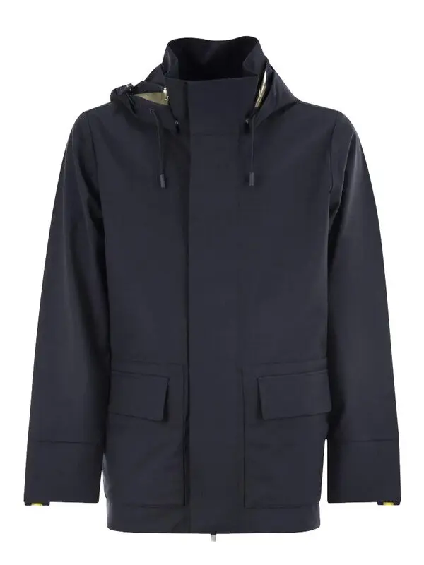 K-WAY Erhal Tech Wool Blend Hooded Jacket - Blue
