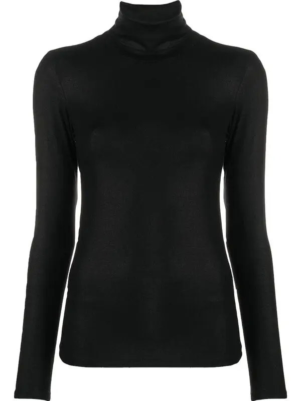 Majestic Filatures Lurex High-neck Slim Fit Sweater - Black
