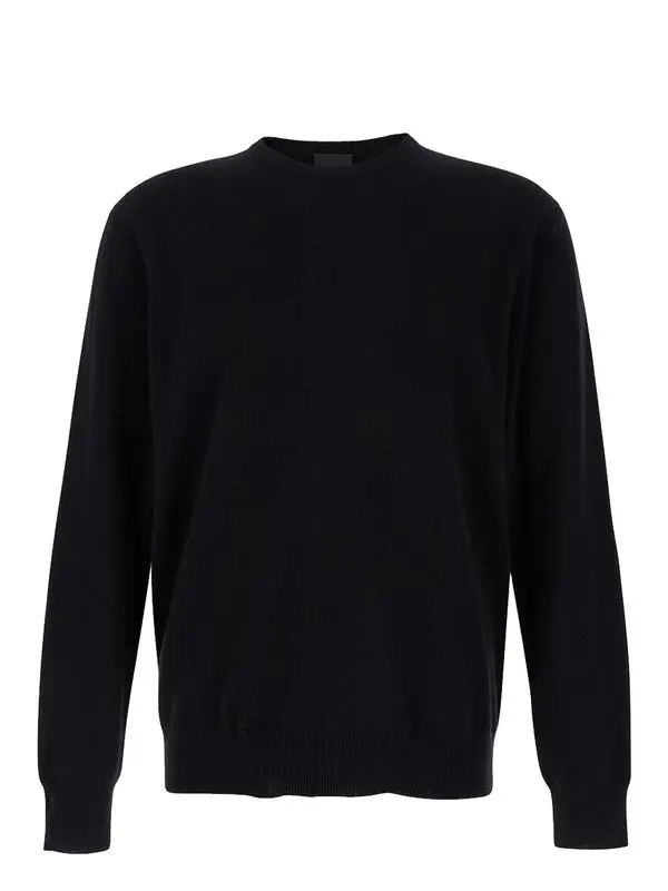 PLAIN Crewneck Long Sleeve Cashmere Sweater - Black