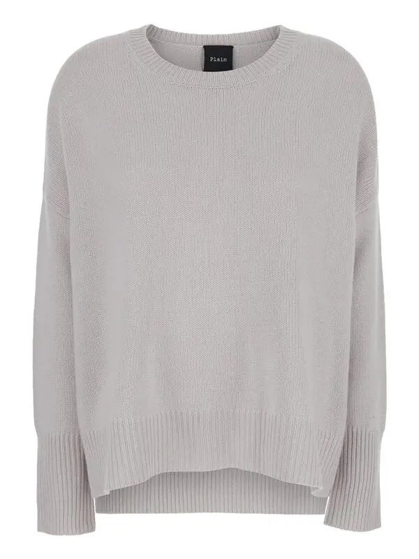 PLAIN Oversized Cashmere Crewneck Sweater - Grey