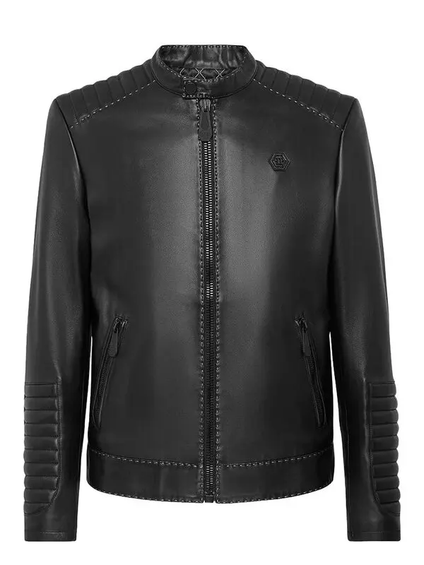 Philipp Plein Leather Jacket - Black