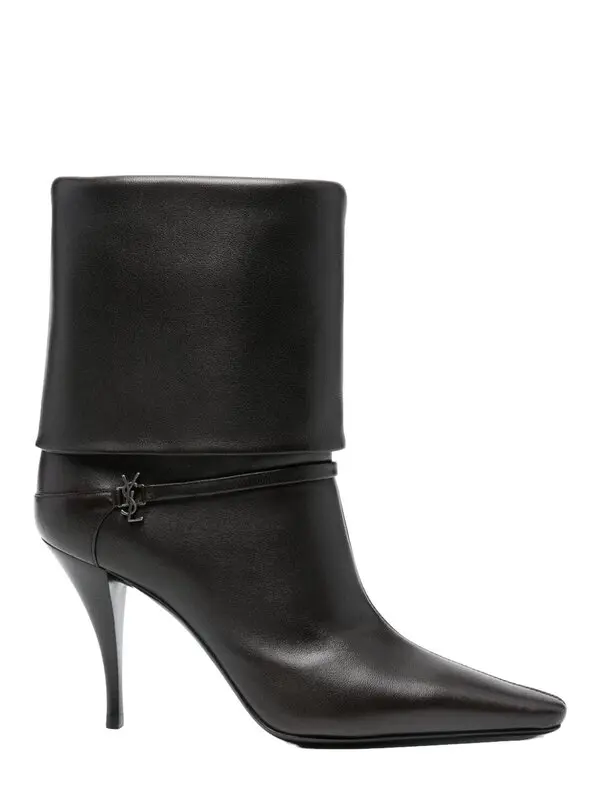 Saint Laurent Niki Leather Ankle Boots - Brown