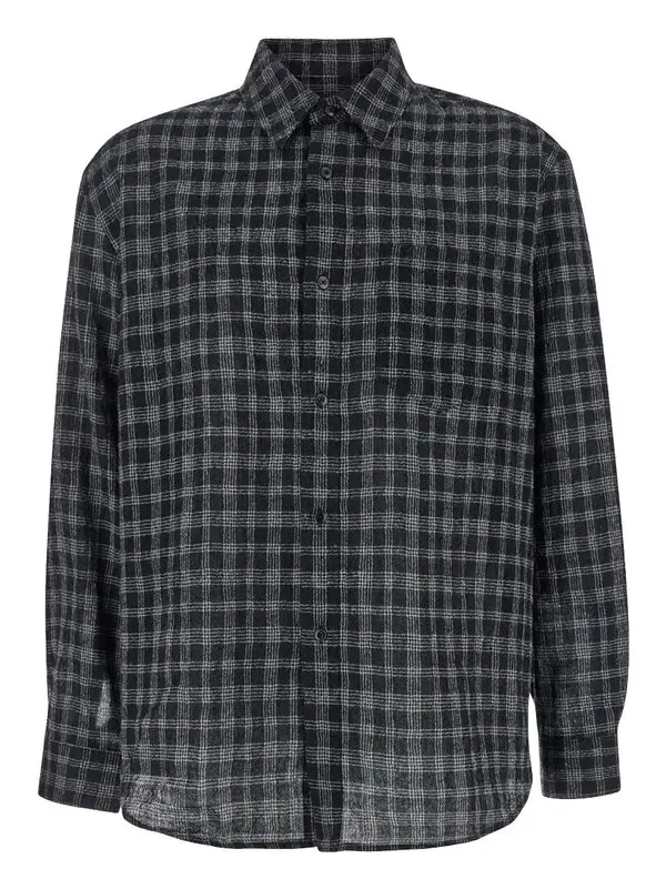 TONYWACK Shirt With Check Motif In Wool Blend - Black