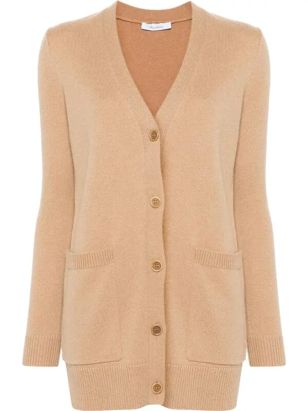Max Mara Villar Wool And Cashmere Cardigan With Sequins - Brown