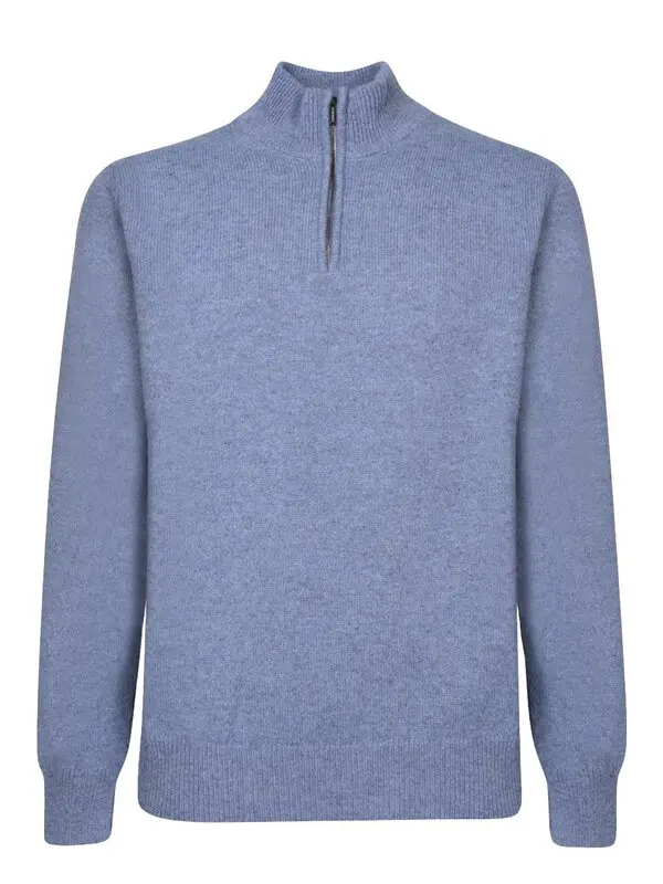 ZANONE Fine Knit Half-zip Sweater - Blue
