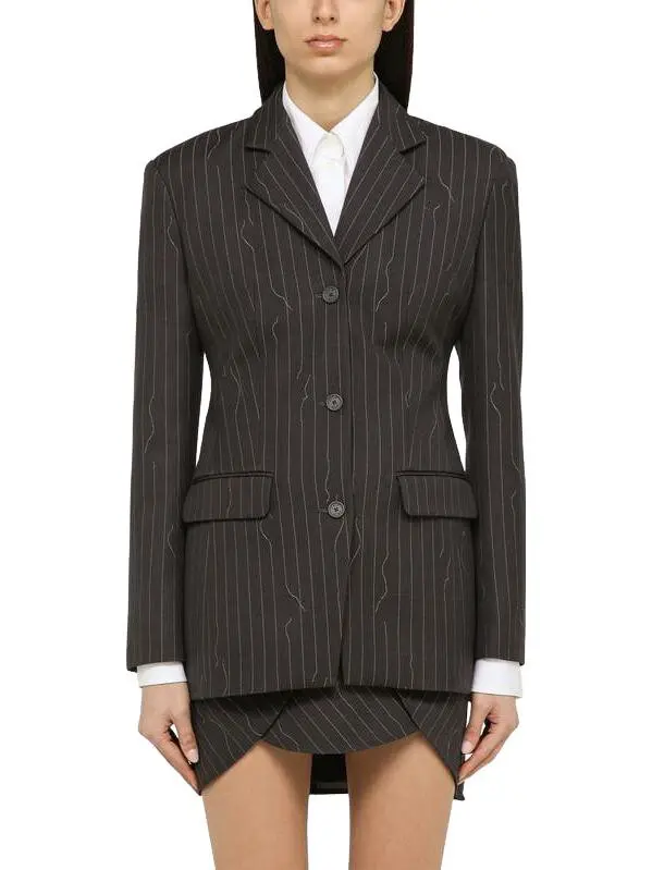 Off-White Single-breasted Pinstripe Jacket - Grey