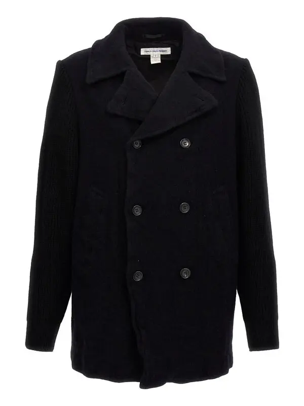 Comme Des Garçons Double-breasted Wool Coat - Blue