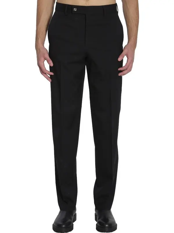 Fendi Wool Gabardine Trousers - Black