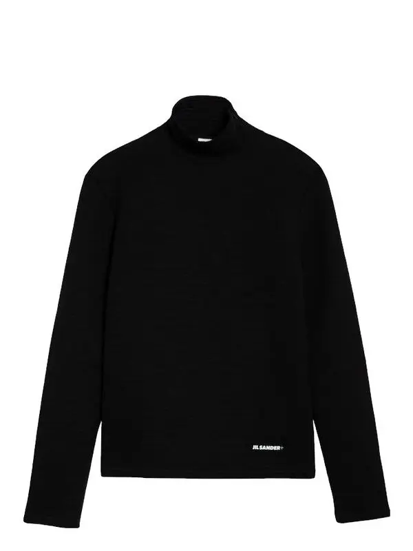 JIL SANDER Turtleneck Sweater With Logo Patch - Black