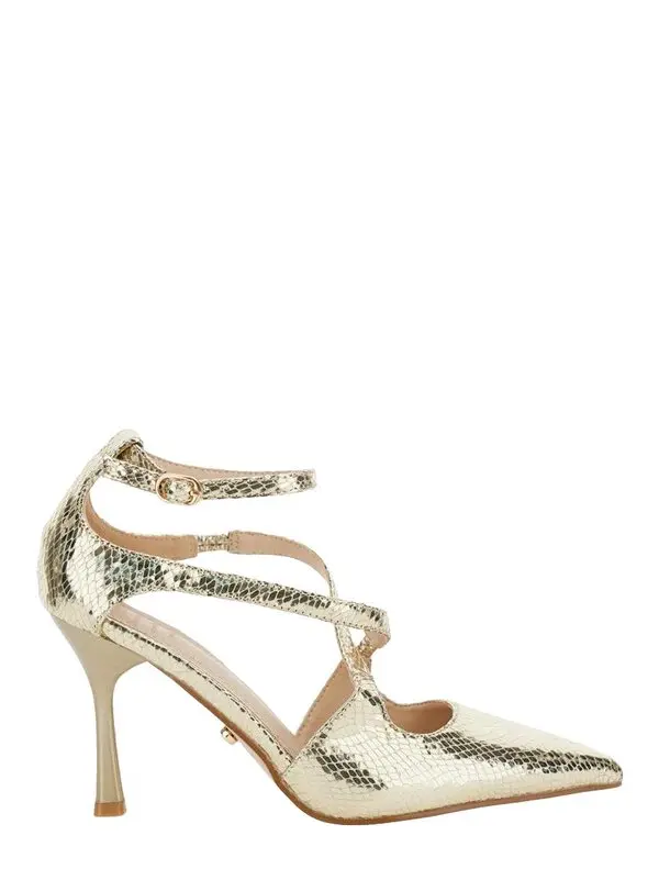 TWENTY FOURHAITCH Metallic Pumps With Criss-crossed Ankle Strap - Grey