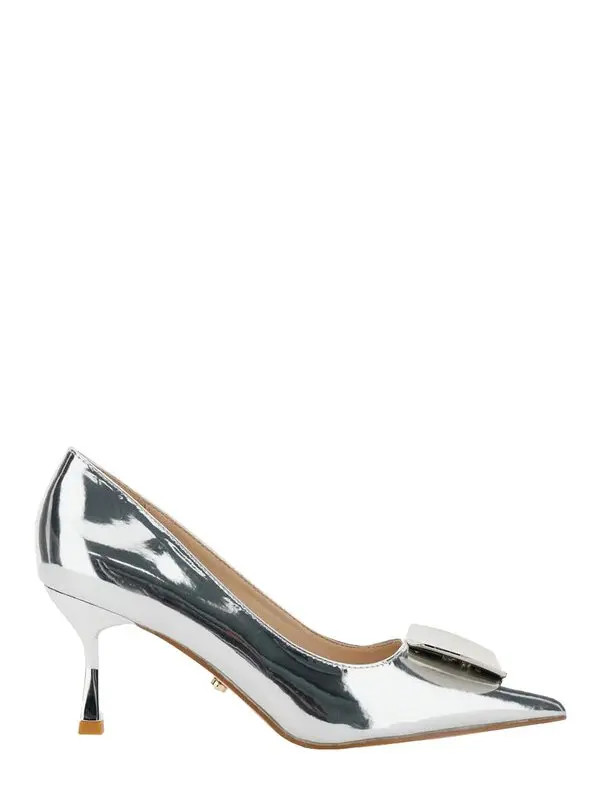 TWENTY FOURHAITCH Metallic Pumps With Square Buckle - Grey
