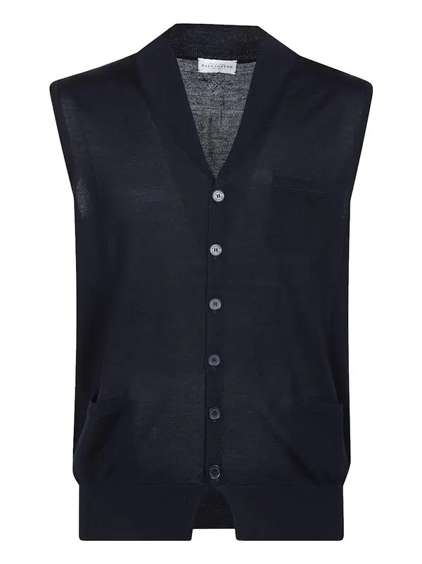 BALLANTYNE Sleeveless Cotton Vest - Blue