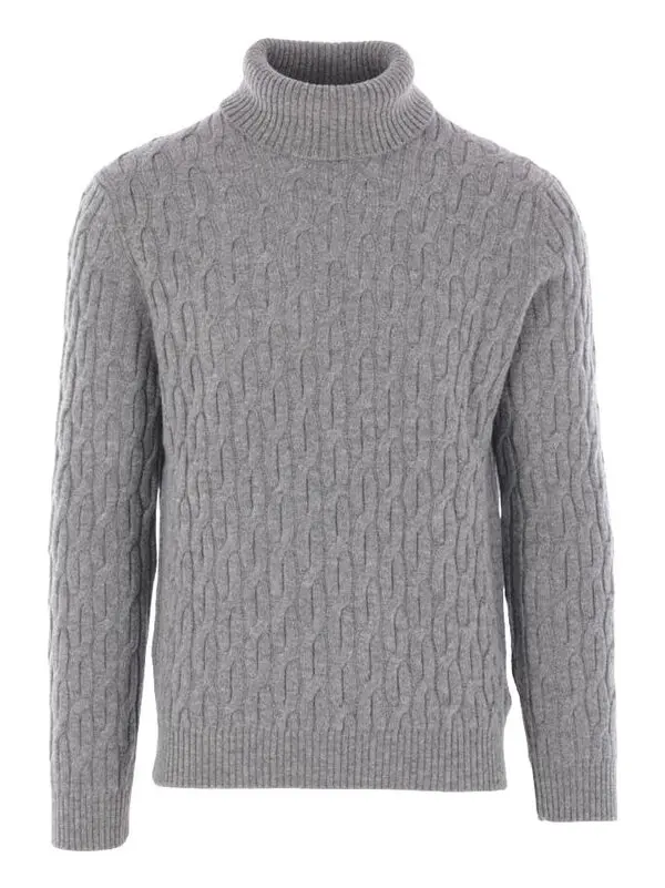 ZANONE Cable Knit Turtleneck - Light Grey