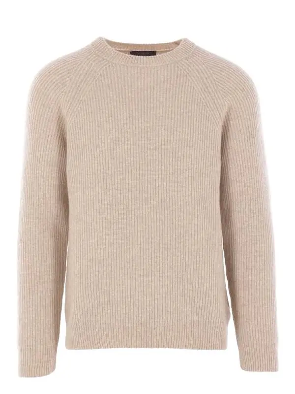 ZANONE Ribbed Wool Knit Sweater - Beige