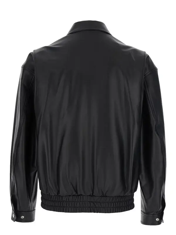 TONYWACK Leather Jacket With Classic Collar - Black