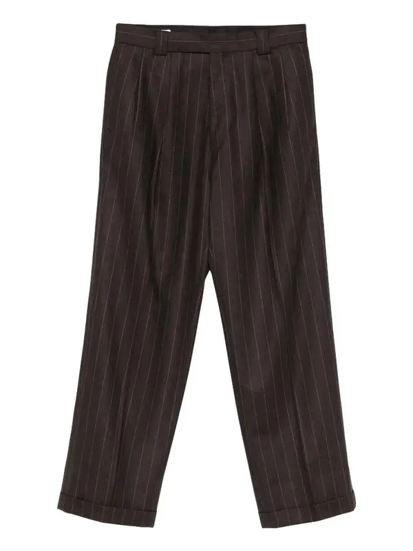 KAPTAIN SUNSHINE Pinstriped Cotton Trousers - Brown/grey