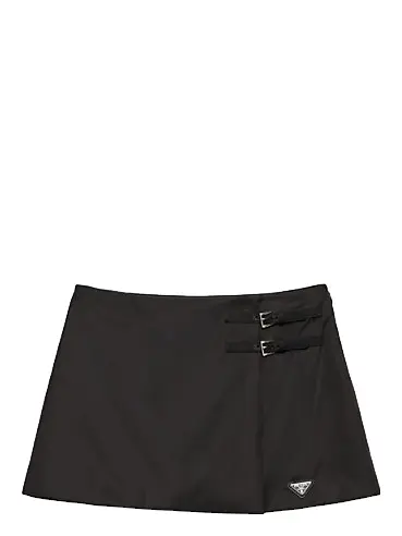 Prada Re-nylon Brand-plaque Wrap-around Mini Skirt - Black