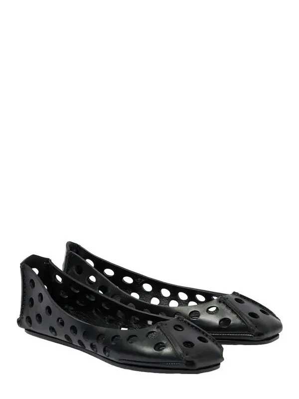 Alaïa Perforated Leather Ballet Flats - Black