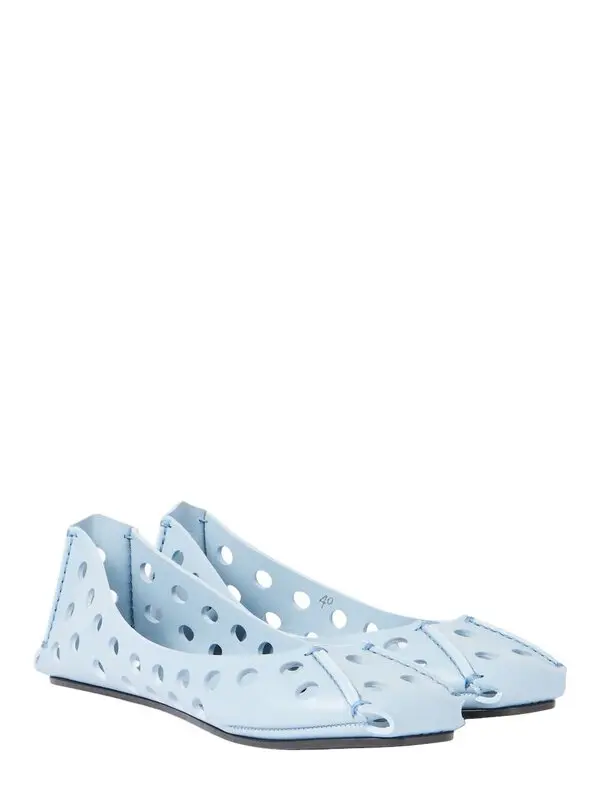 Alaïa Perforated Leather Ballet Flats - Blue