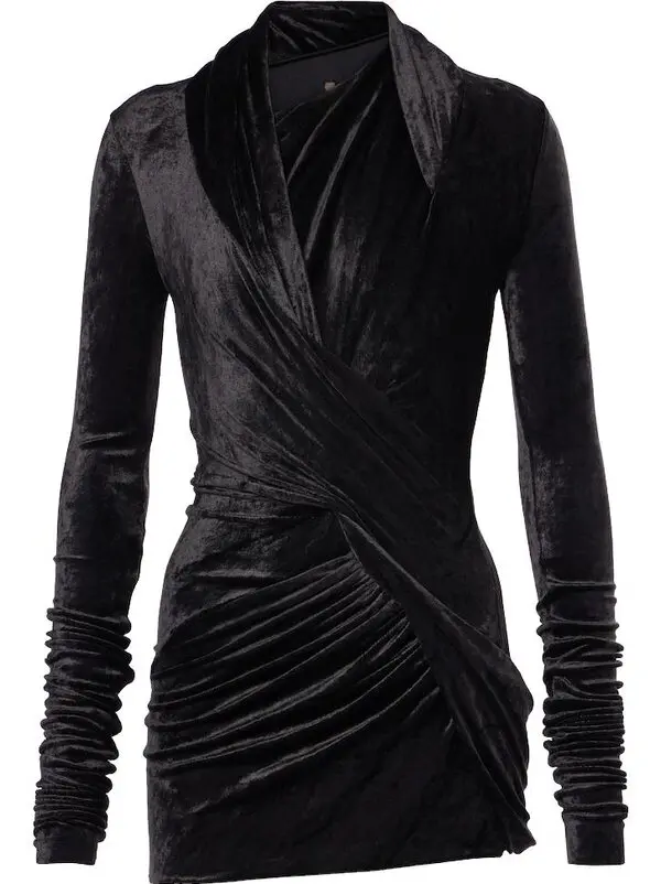 Rick Owens Draped Velvet Top - Grey