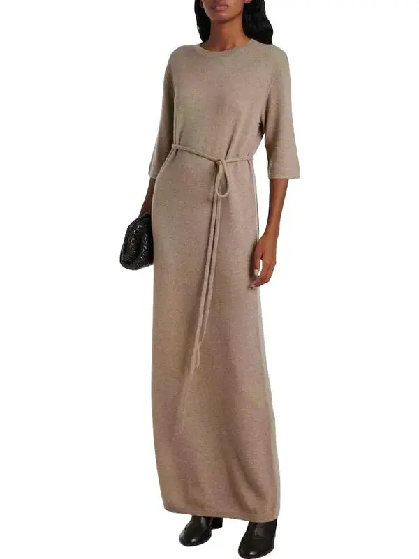 LISA YANG Tilde Knit Cashmere Maxi Dress - Beige