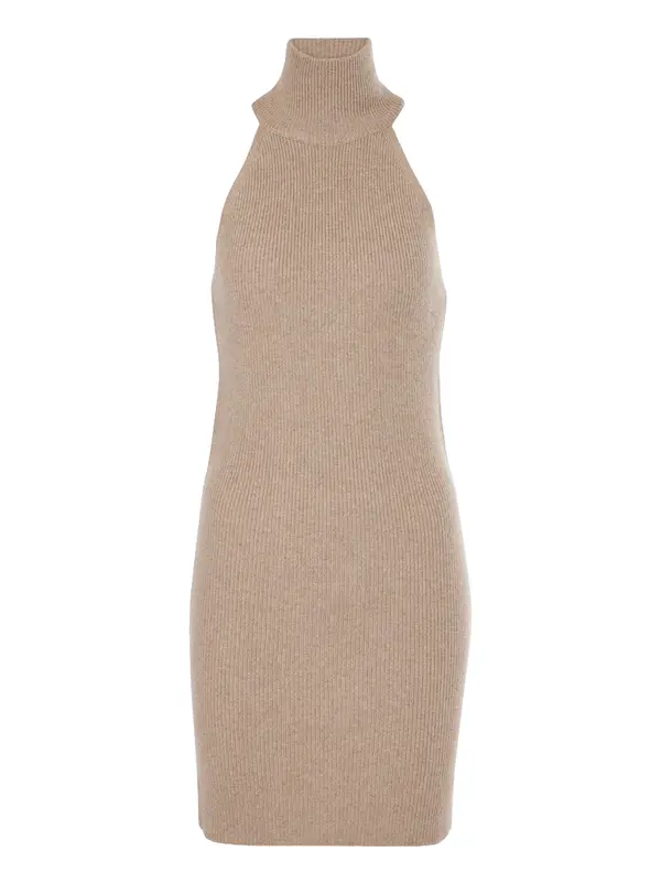 LISA YANG Carmen Ribbed-knit Cashmere Minidress - Beige