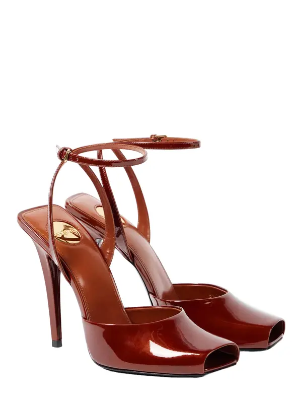 Saint Laurent Le Scandale 110 Patent Leather Pumps - Brown