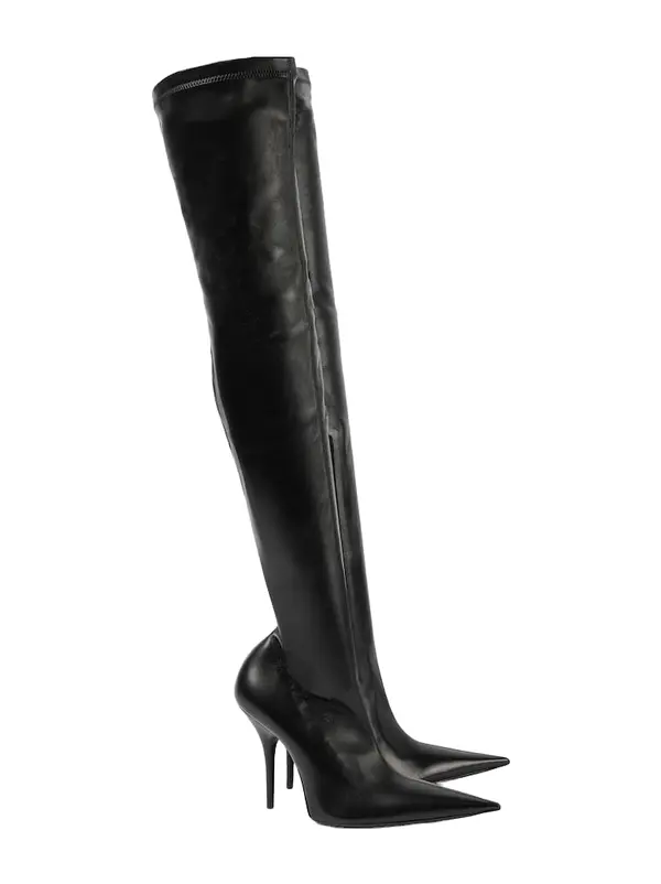 Balenciaga Avenue Leather Over-the-knee Boots - Black