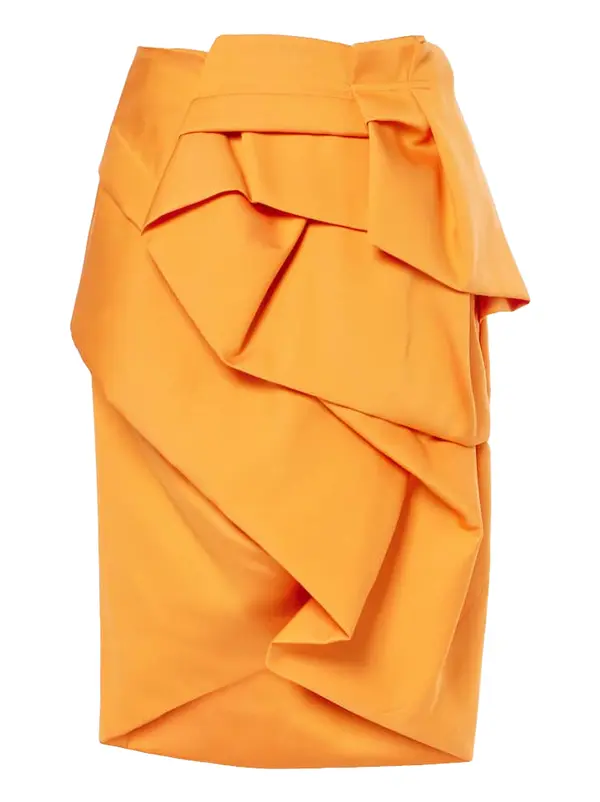 Dries Van Noten Draped Satin Midi Skirt - Orange
