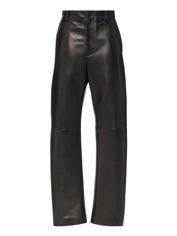 Bottega Veneta High-rise Wide-leg Leather Pants - Black