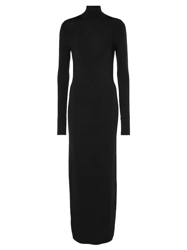 Galvan Iris Turtleneck Maxi Dress - Black