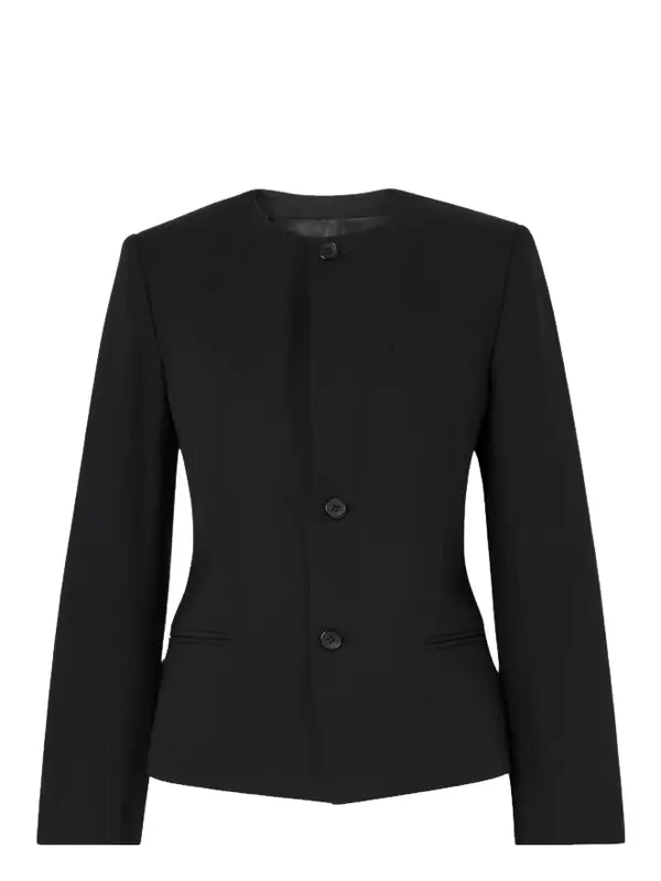 BETTTER Cropped Grain De Poudre Wool Blazer - Black