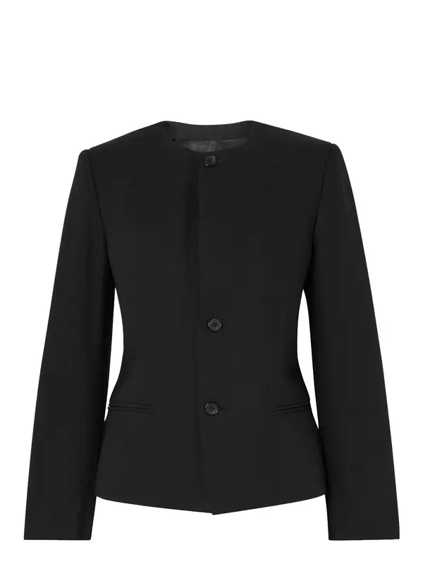 BETTTER Cropped Grain De Poudre Wool Blazer - Black