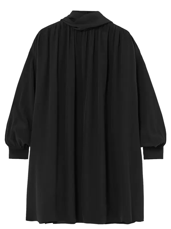 Chloé Tie-detailed Organic Silk Crepe De Chine Mini Dress - Black