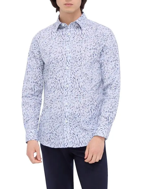 Bugatchi Julian Shaped Fit Abstract Print Stretch Button-up Shirt - Air Blue