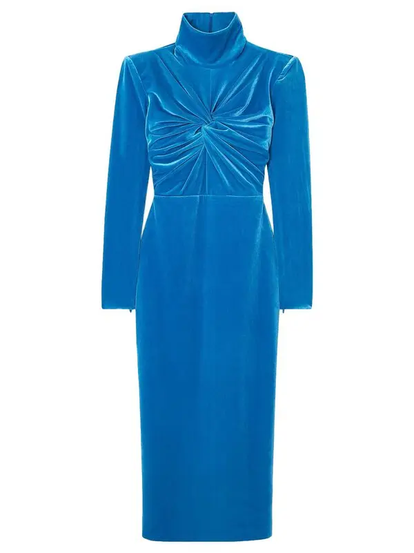Alex Perry Preston Twisted Velvet Midi Dress - Azure