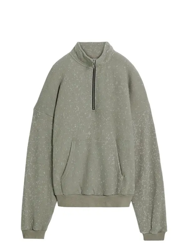 John Elliott Woolblend Halfzip Sweatshirt - Grey Green