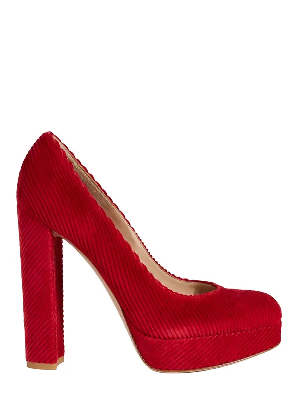 GIANVITO ROSSI Paulina Corduroy Platform Pumps - Red