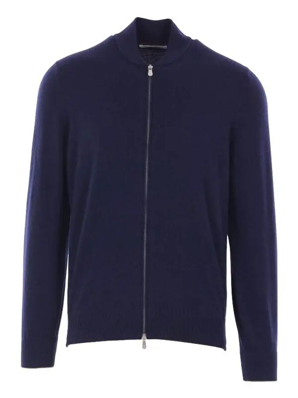 Brunello Cucinelli Cashmere Knit Cardigan - Navy+dark Gray