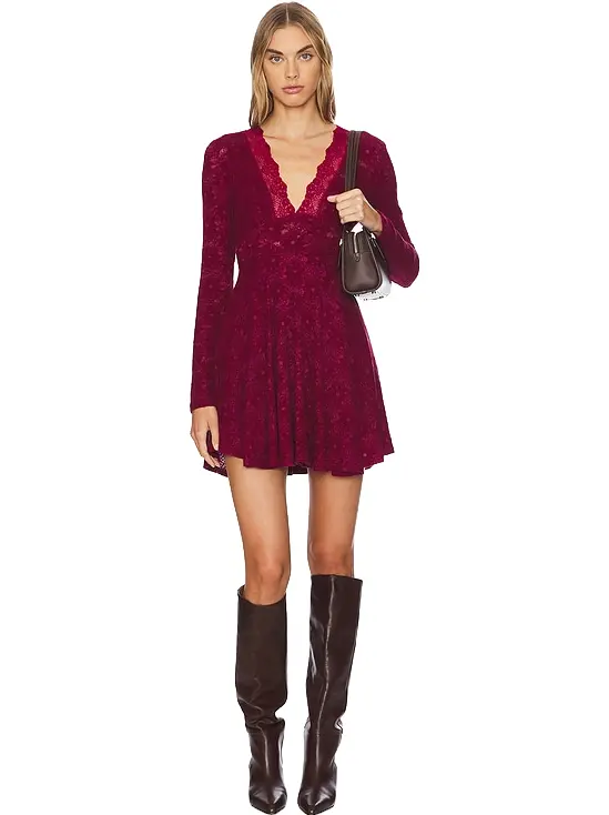 Free People All Yours Mini Dress - Red Plum