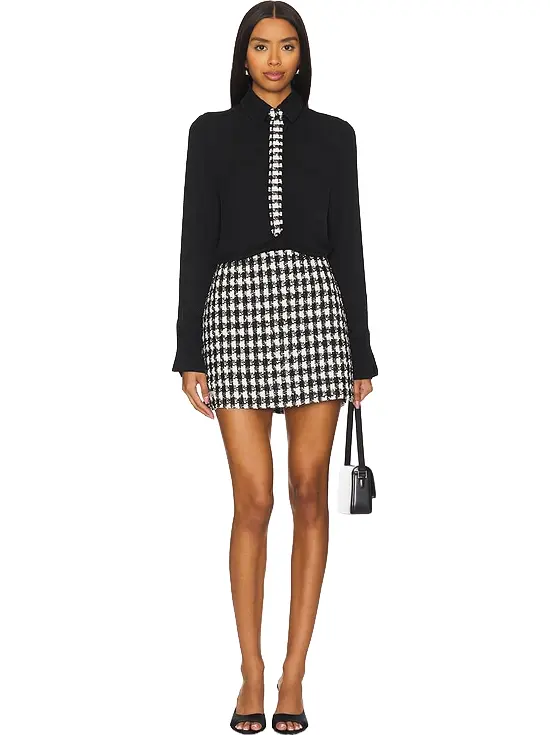 Alice + Olivia Mattie Mini Shirt Dress - Black & White