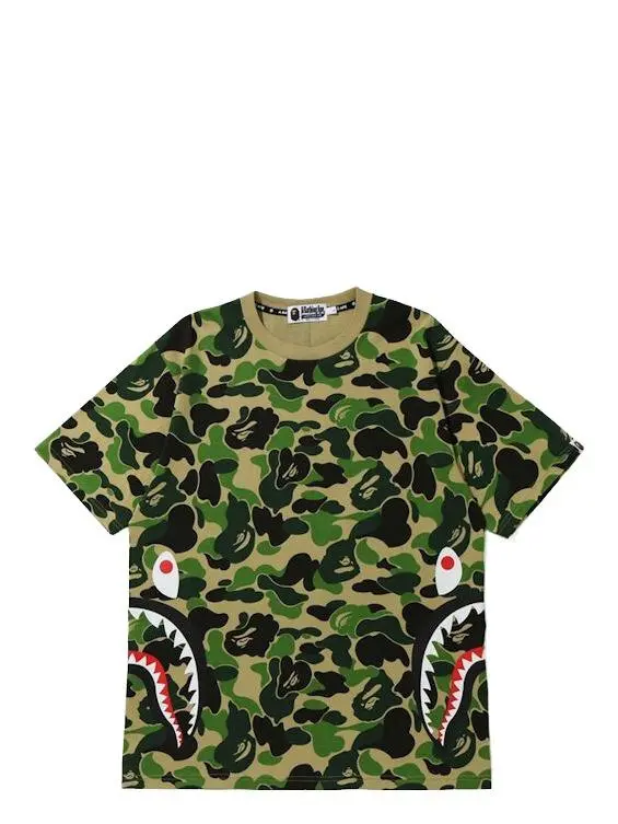 A BATHING APE Abc Camo Side Shark Tee Shirt - Green