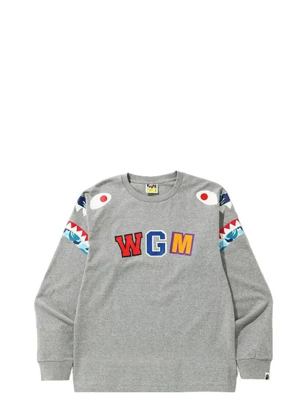 BAPE Abc Camo Shark Shoulder Long Sleeve T-shirt - Grey/blue