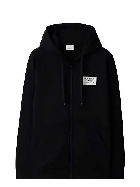 Burberry Hove Logo Print Zip Hoodie - Black