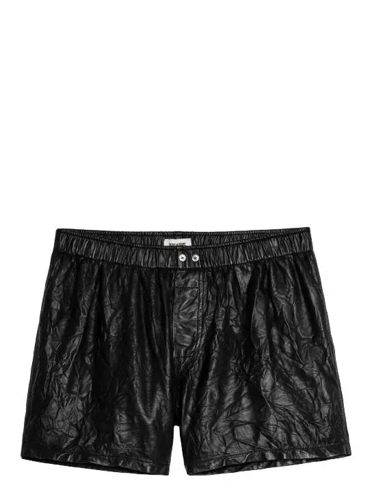 Zadig&Voltaire Crinkled Leather Pax Shorts - Noir
