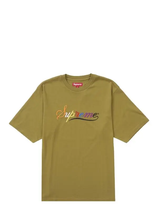 Supreme Cursive Short Sleeve Top - Dusty Olive
