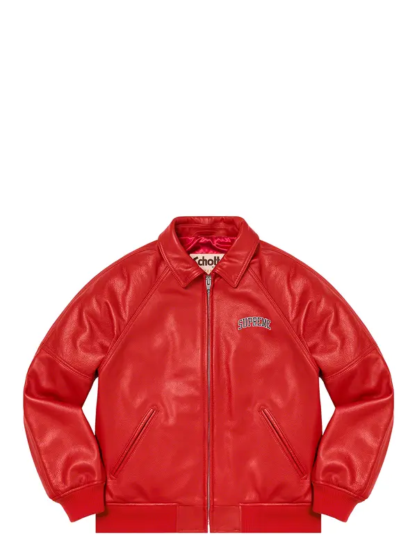 Supreme Martin Wong Leather Varsity Jacket - Red