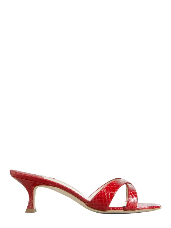 Manolo Blahnik Callamu 50 Elaphe Mules - Red